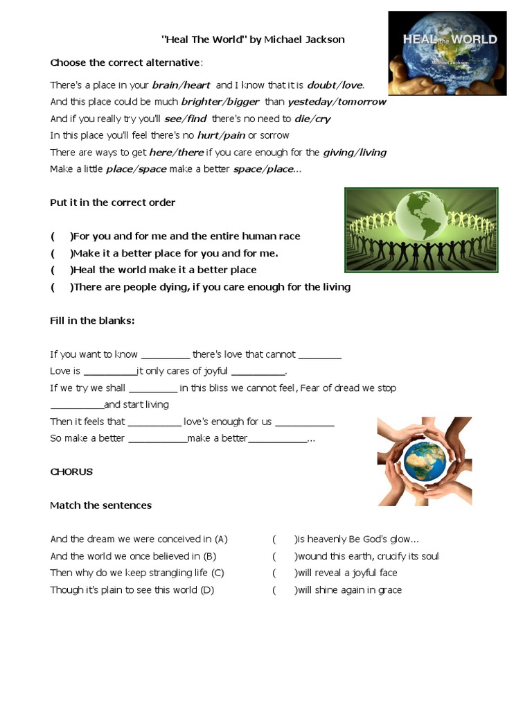 Michael Jackson - Heal The World Worksheet | PDF | Religion And Belief