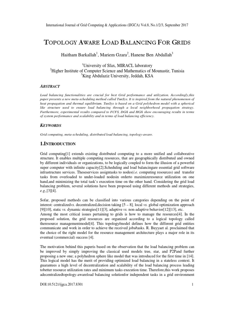 Topology Aware Load Balancing For Grids | PDF | Network Topology | Grid Computing