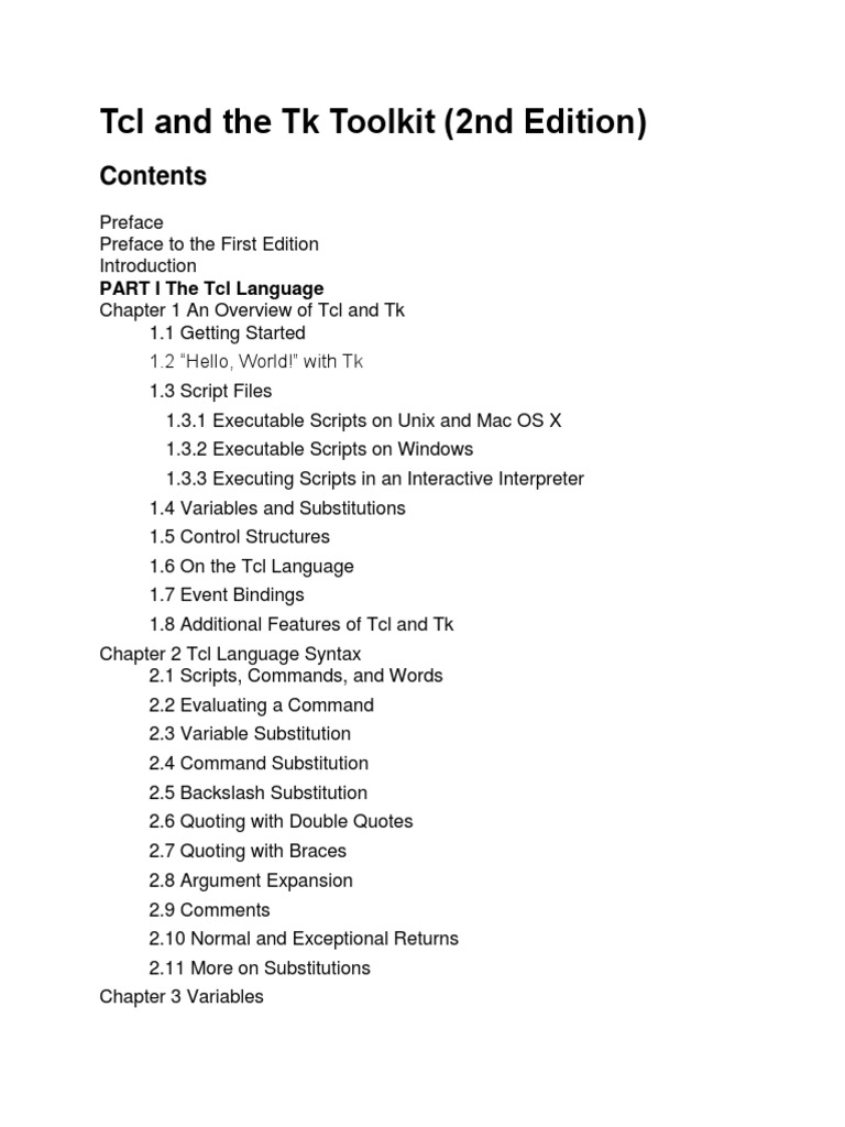 TCL and The TK Toolkit 2nd Edition CONTENTS | PDF | Regular Expression ...