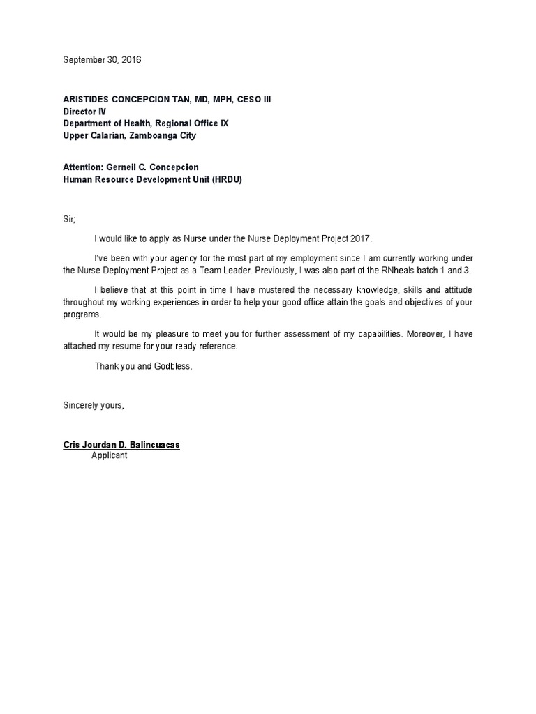 Application Letter NDP 2016 | PDF