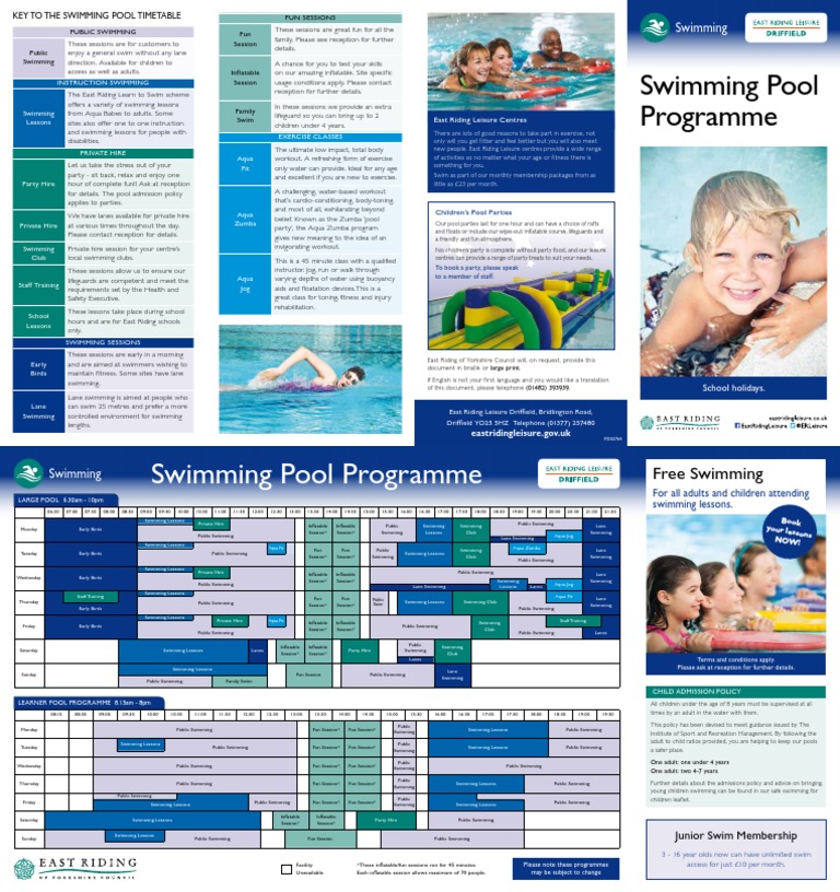 Driffield Swimming PooL Holidays | PDF | Swimming Pool | Human Swimming