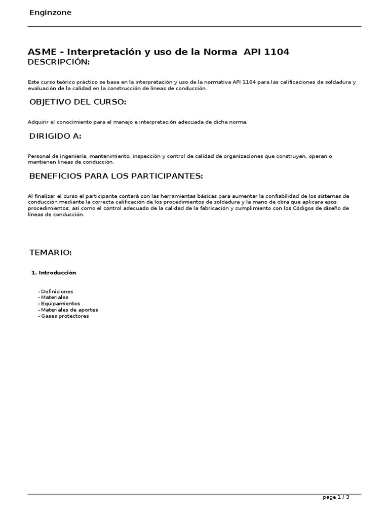 Enginzone-ASME - Interpretación y Uso de La Norma API 1104 PDF | PDF | Soldadura | Construcción