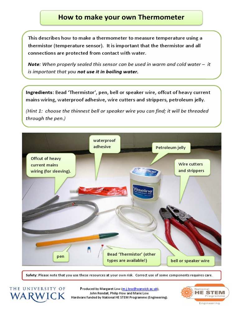 Making A Thermometer | PDF | Thermometer | Temperature