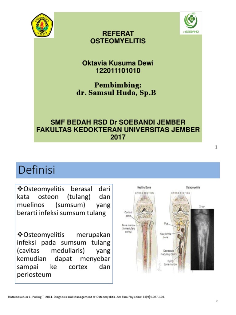 Osteomielitis: Patofisiologi, Manifestasi Klinis, dan Diagnosis | PDF