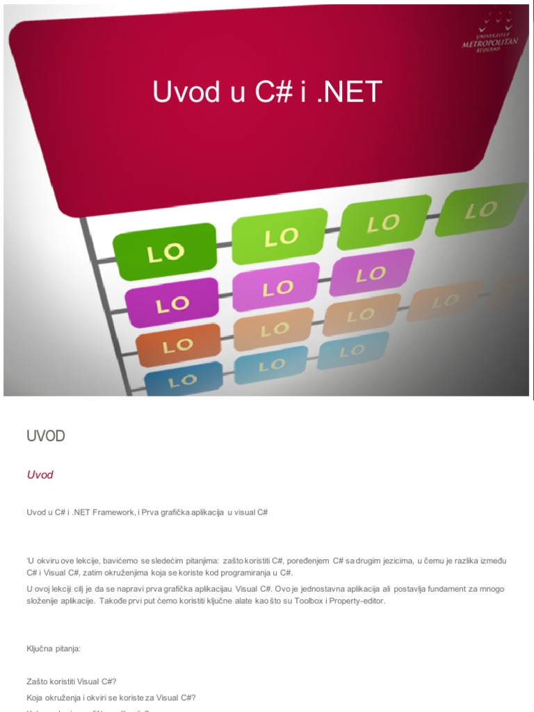 Osnove C# Programiranja - 1 PDF | PDF