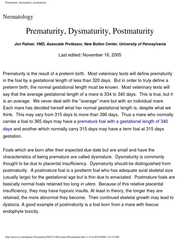 Understanding Dysmaturity in Foals | PDF | Preterm Birth | Hypothermia
