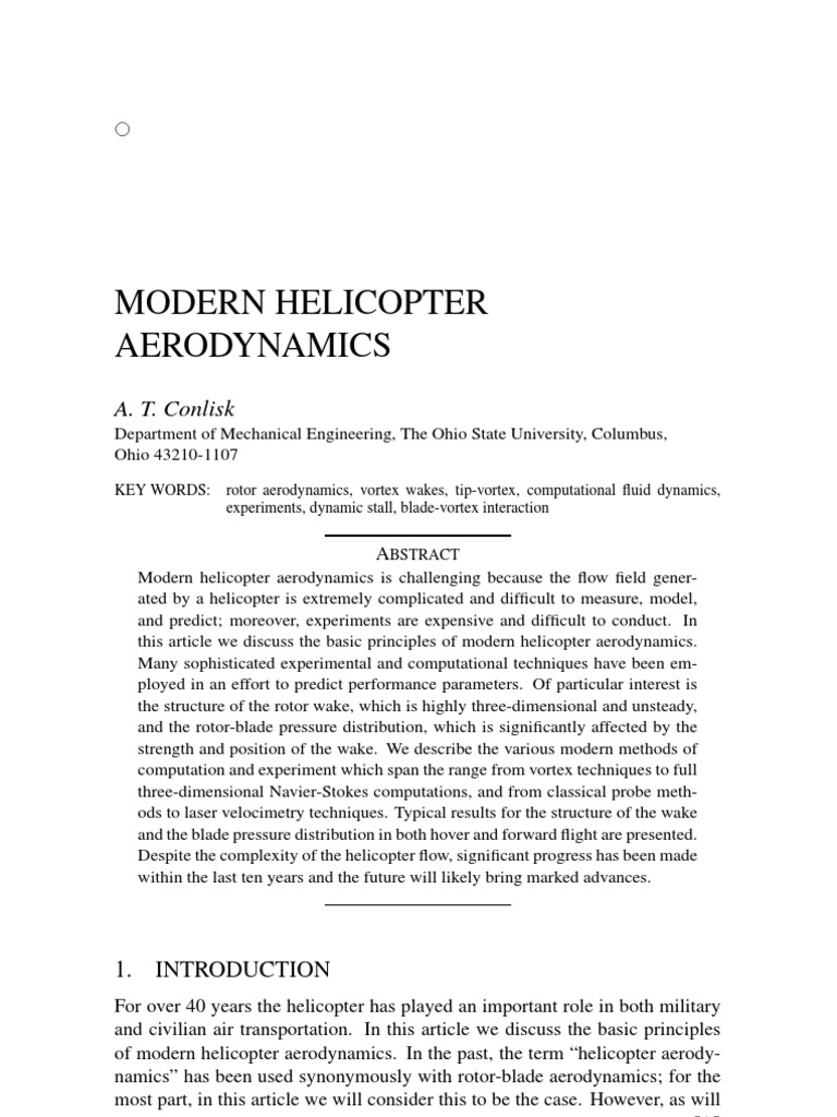 Modern Helicopter Aerodynamics Overview | PDF | Helicopter Rotor | Lift ...