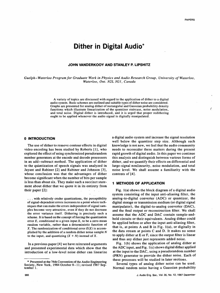 Dither in Digital Audio | PDF | Analog To Digital Converter | Digital ...