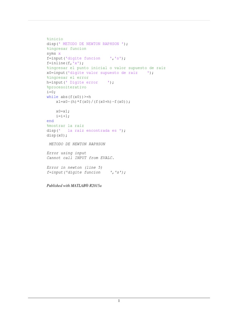 Metodo de Newton Matlab | PDF