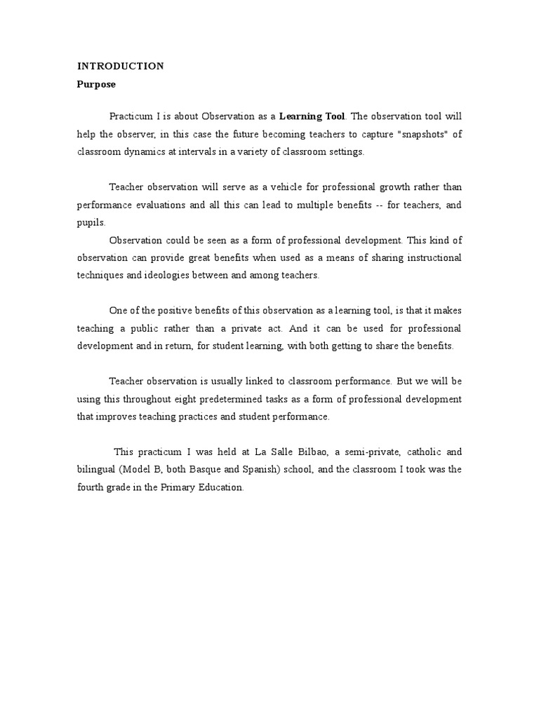 Guide For Using The Classroom Observation Tool | PDF | Teachers | Classroom