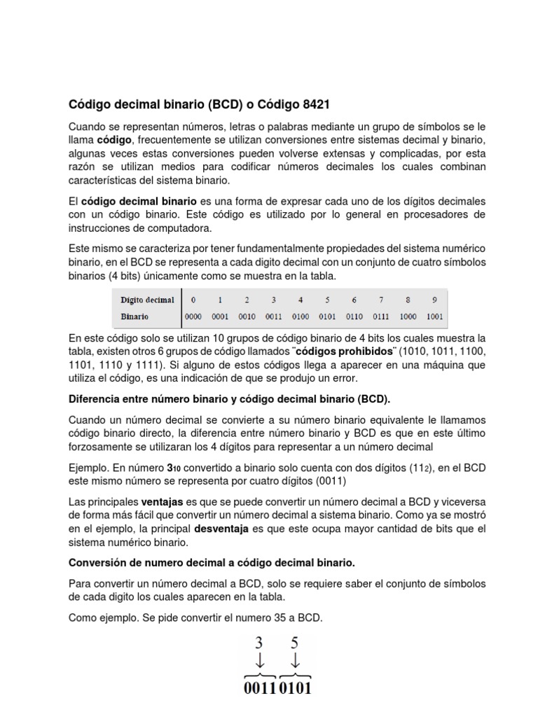 Codigos BCD, Gray ETC | PDF | Decimal codificado en binario | Poco