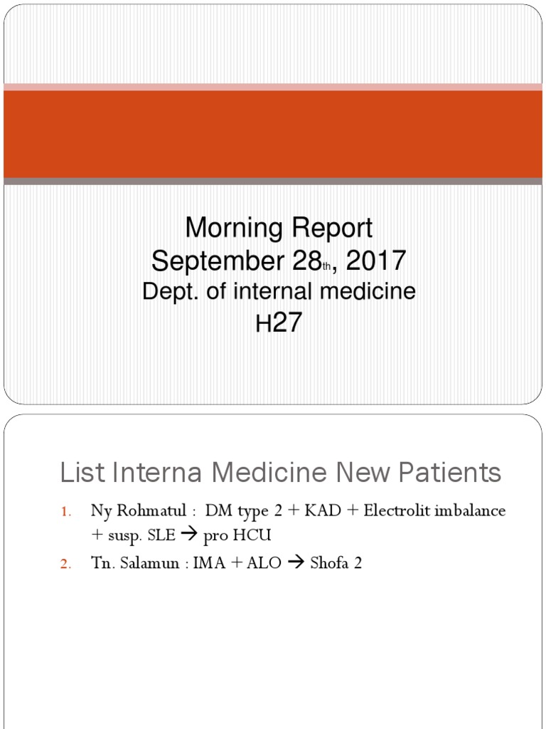 Morning Report September 28, 2017 27: Dept. of Internal Medicine H ...