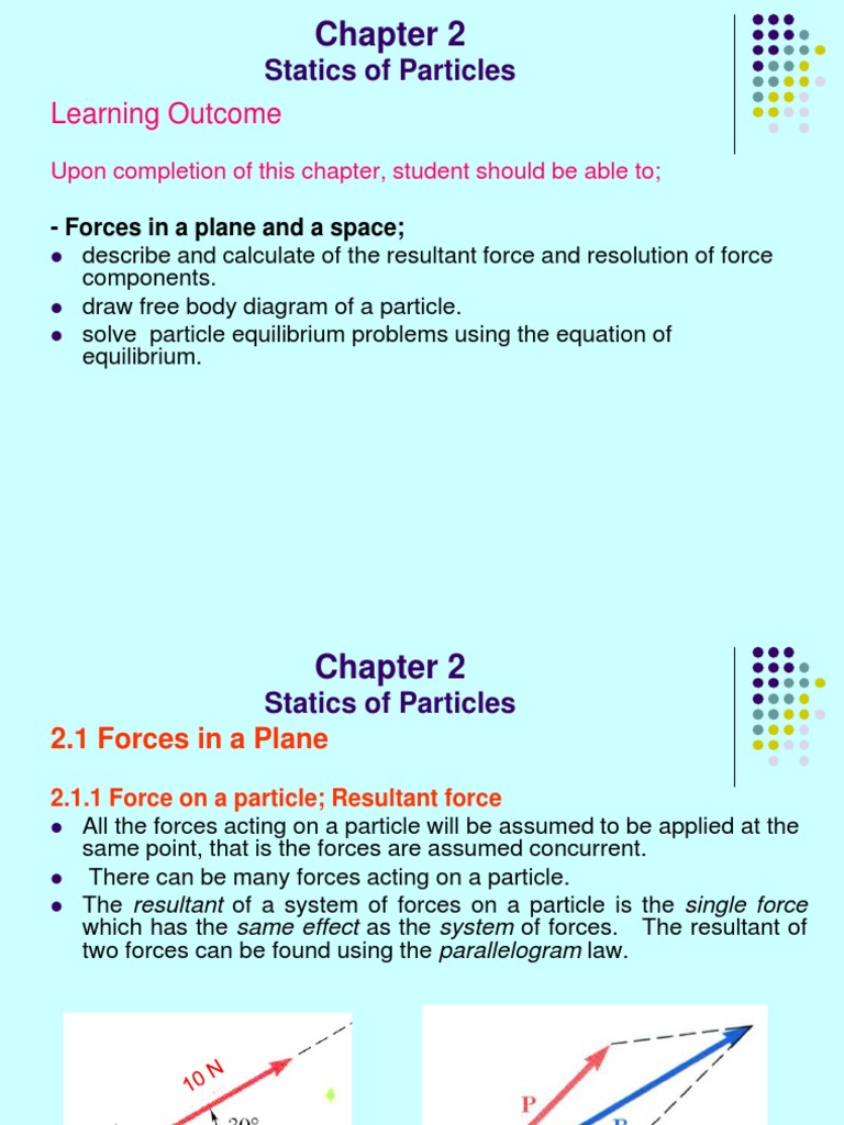 Mec412 Chap 2 Particle PDF | PDF | Euclidean Vector | Force