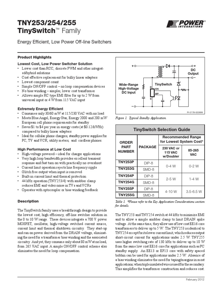 Tny253 255 12961 | PDF | Power Supply | Capacitor
