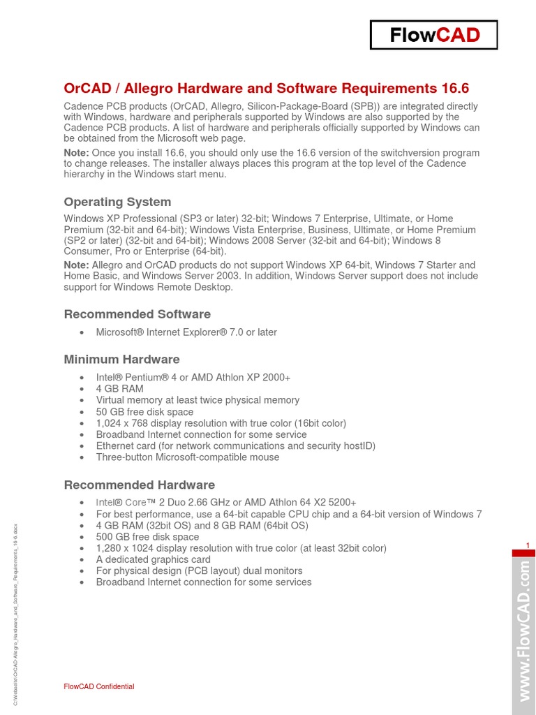 OrCAD-Allegro Hardware and Software Requirements 16-6 PDF | PDF | 64 Bit Computing | Microsoft ...