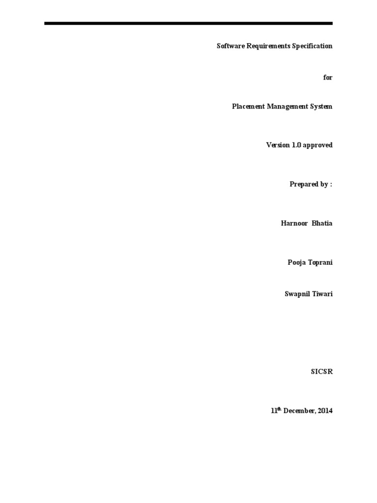 Placement Management System Srs | PDF | Java Script | World Wide Web