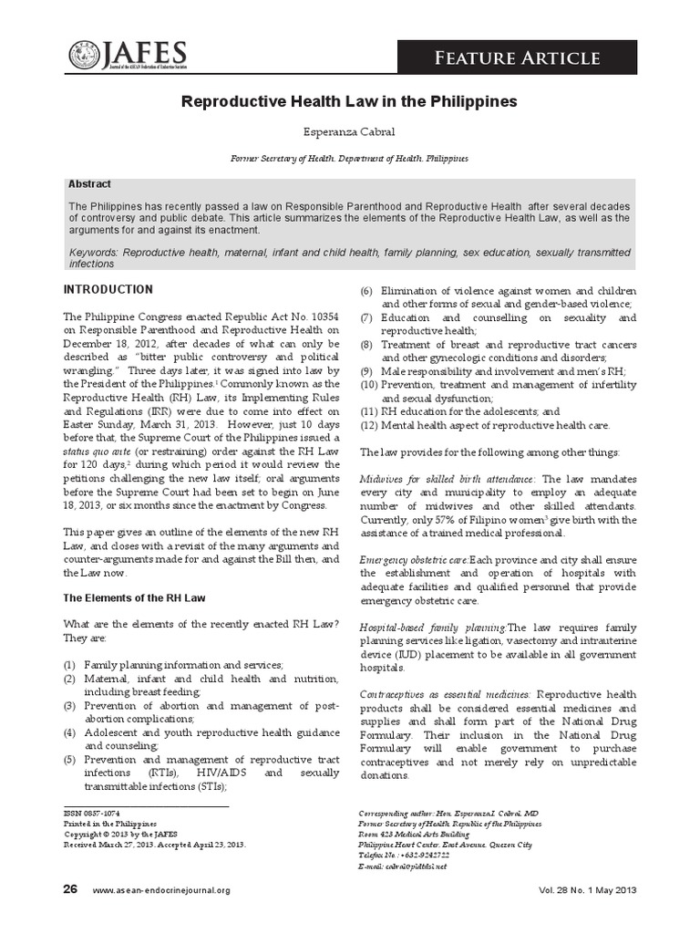 Reproductive Health Law in The Philippines | PDF | Family Planning ...