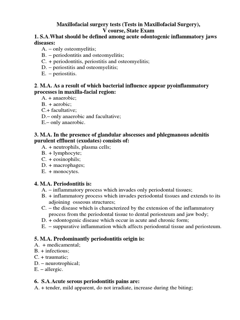 Maxillofacial Surgery Tests | PDF | Inflammation | Anatomy