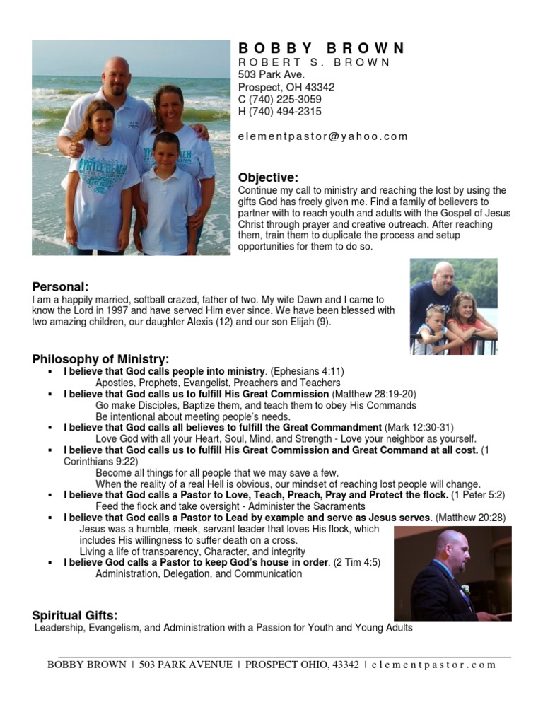 Resume Bobby Brown 2010 | PDF | Great Commission | Monotheistic Religions
