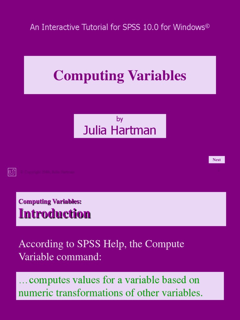 Computing Variables: Julia Hartman | PDF | Variable (Computer Science) | Spss