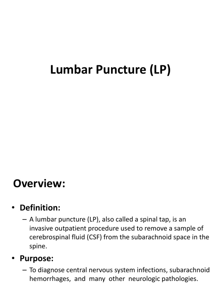 Lumbar Puncture (LP) | PDF