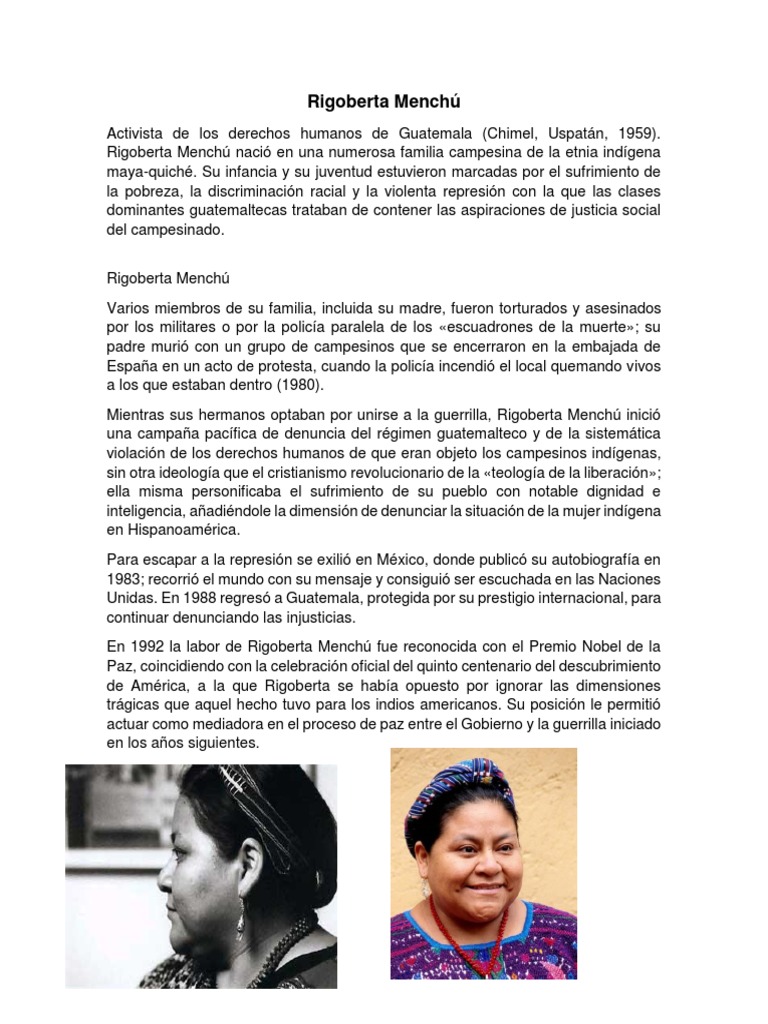 Rigoberta Menchú Biografia | PDF