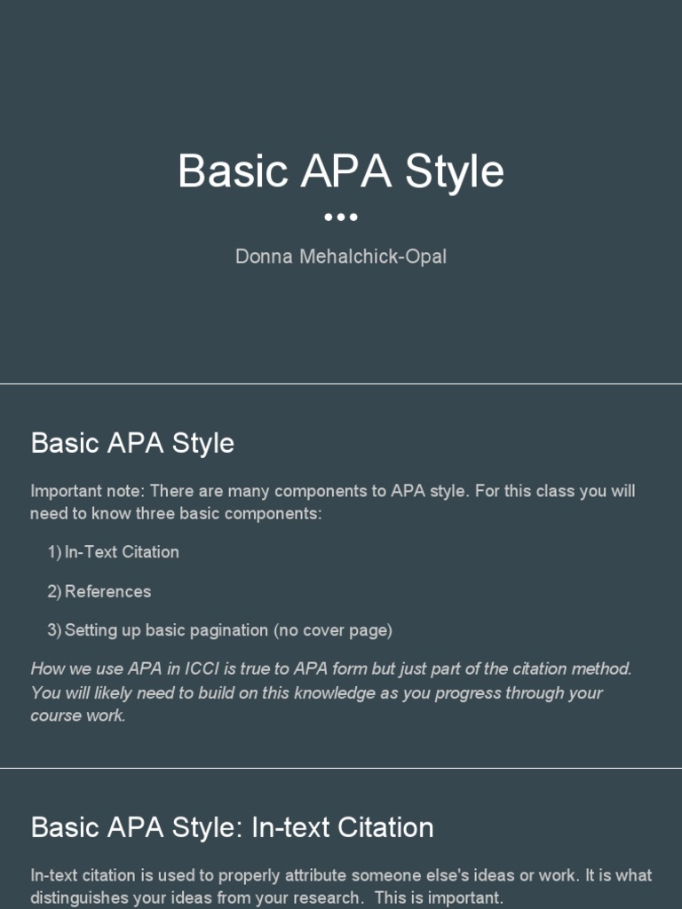 Basic Apa Style | PDF | Citation | Apa Style