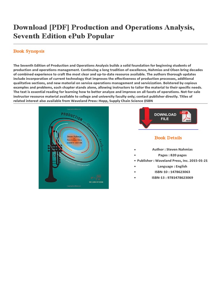 (PDF) Production and Operations Analysis, Seventh Edition Epub Popular ...