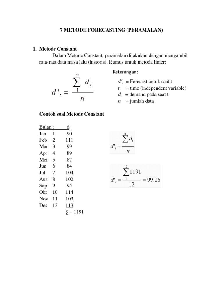 7 Metode Peramalan Forecasting 1 | PDF