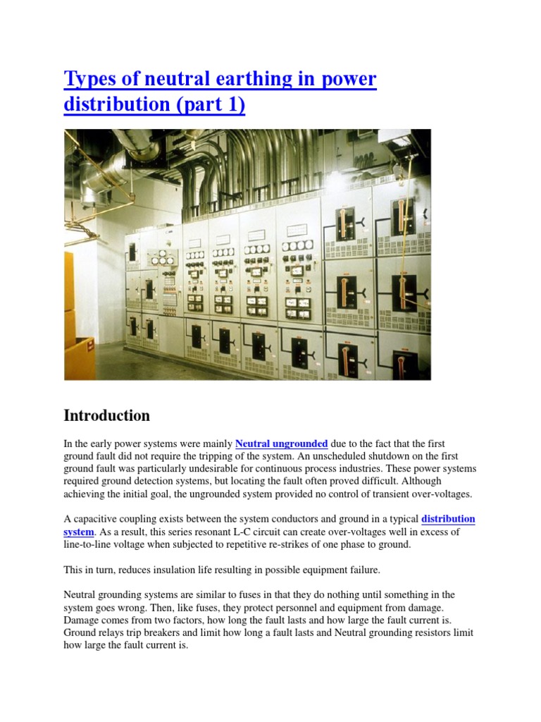 Types of Neutral Earthing in Power Distribution | PDF | Resistor ...