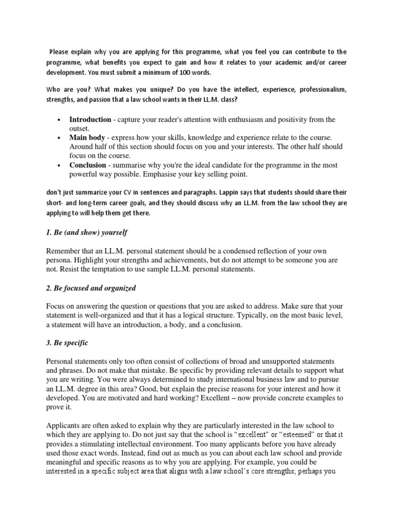 How To Write Personal Statement | PDF | Law School | Question