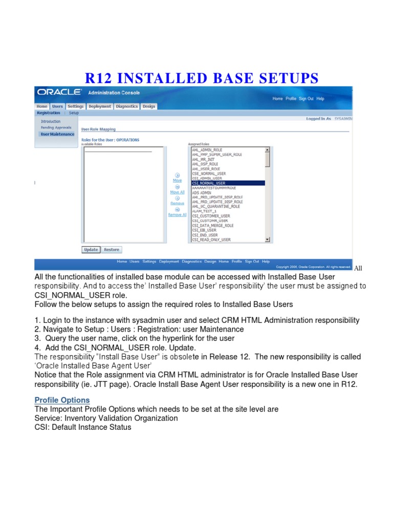 R12 Installed Base Setups | PDF