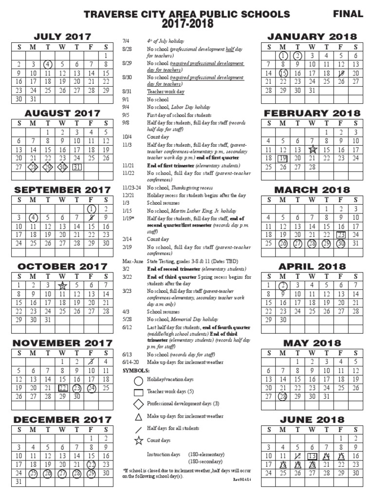 2017-18 Calendar Final | PDF | Academic Term | Educational Organizations