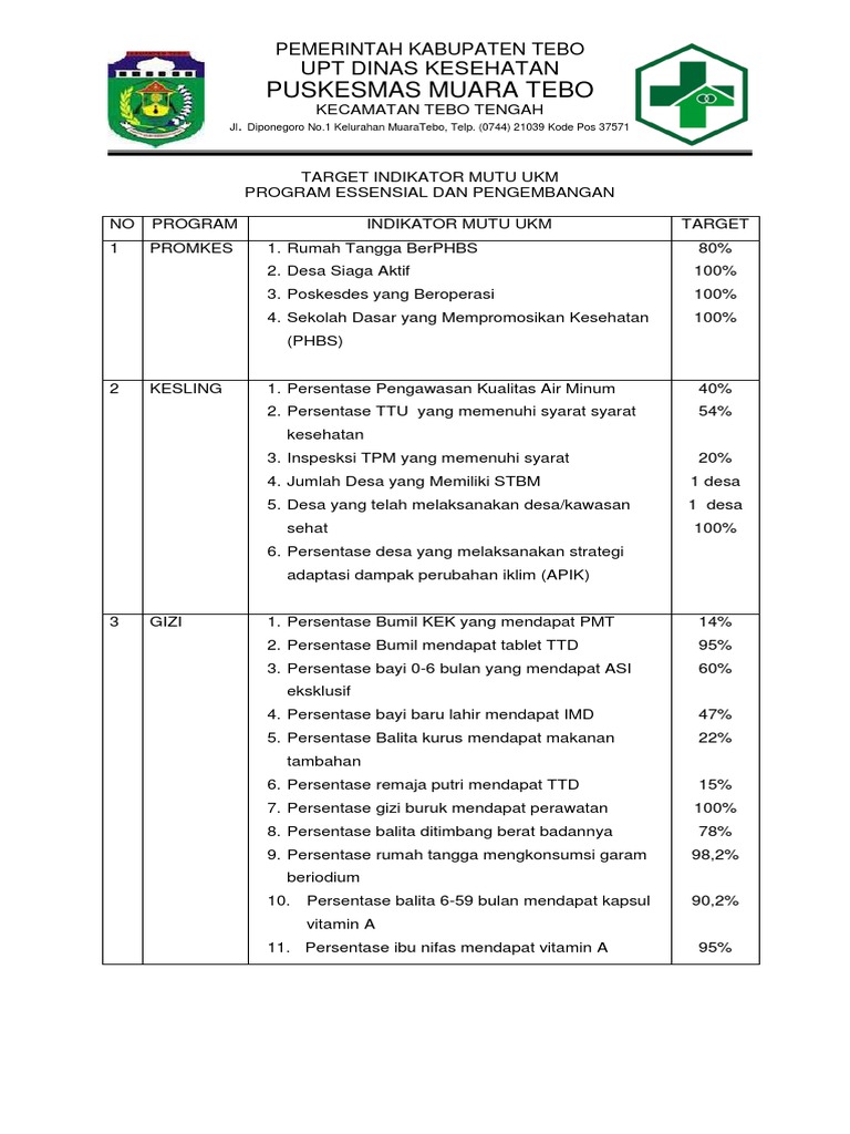 Indikator Mutu Ukm | PDF