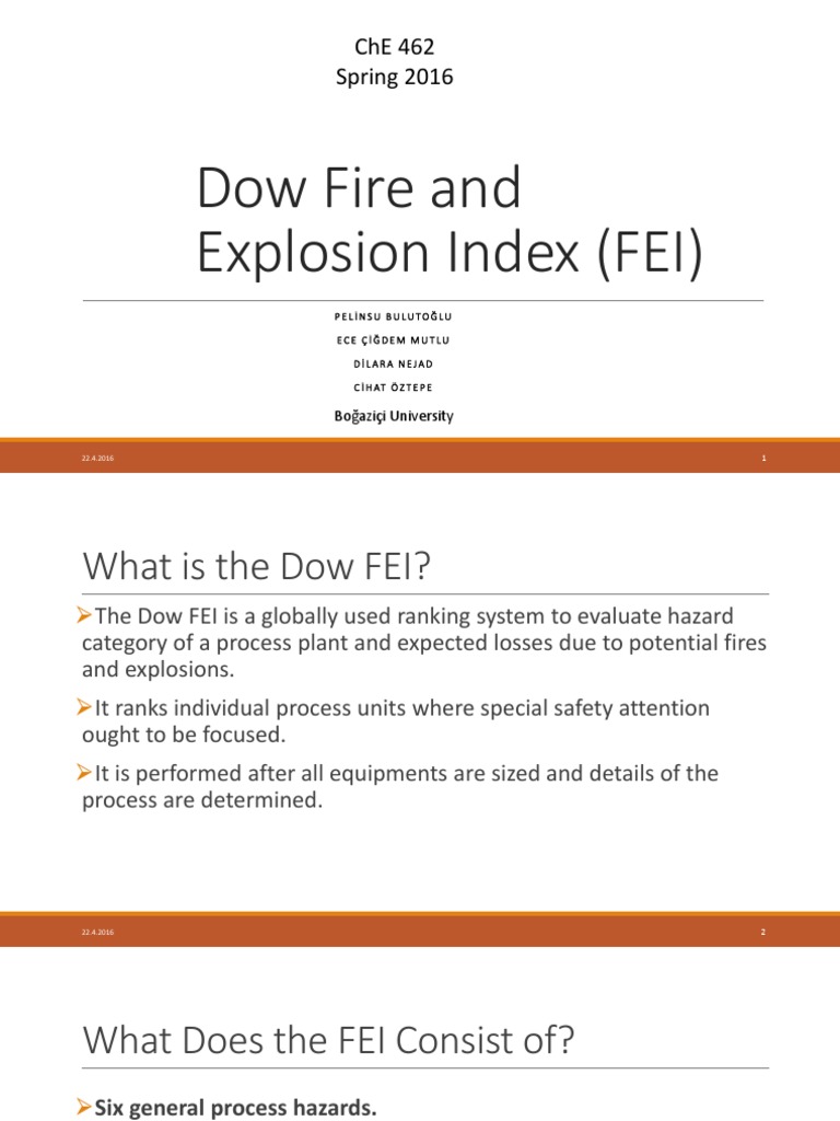 Dow Fire and Explosion Index Overview | PDF | Explosion | Flammability