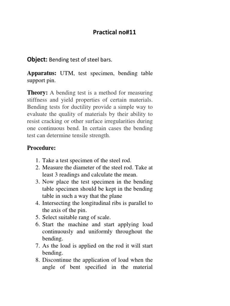 Bending Test of Steel Bar | PDF | Fracture | Bending