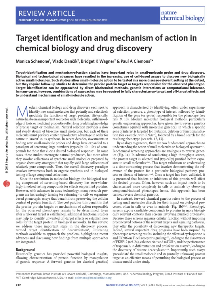 Target Identification and Mechanism of Action in Chemical Biology and ...