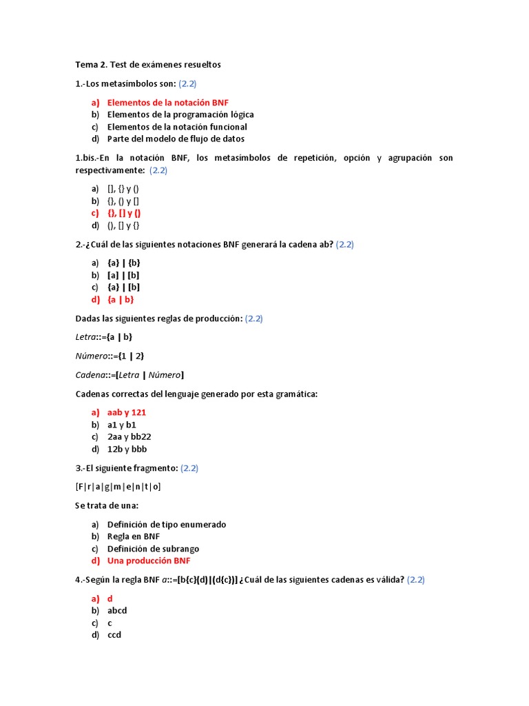 Tema 2.FP - Test de Examenes Resueltos | PDF | Lenguaje de programación ...