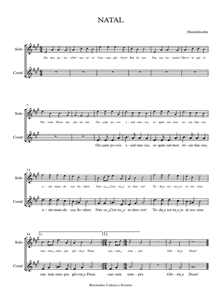 Natal - Solo + Coro - Partitura Completa | PDF