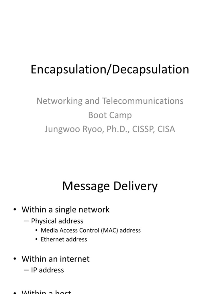 Encapsulation/Decapsulation: Networking and Telecommunications Boot ...