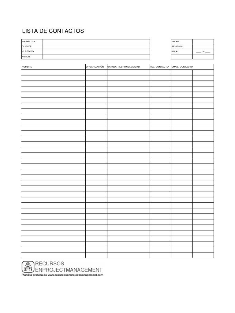 Lista de Contactos PDF | PDF