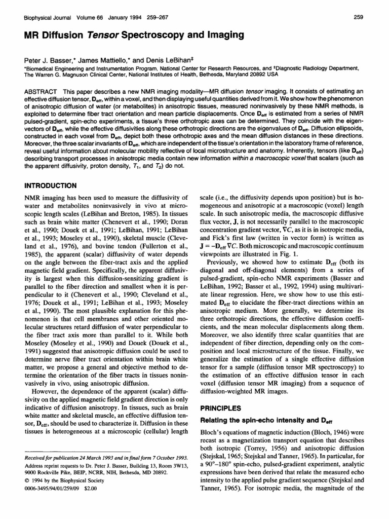 MR Diffusion Tensor Spectroscopy Imaging: Deff | PDF | Anisotropy ...