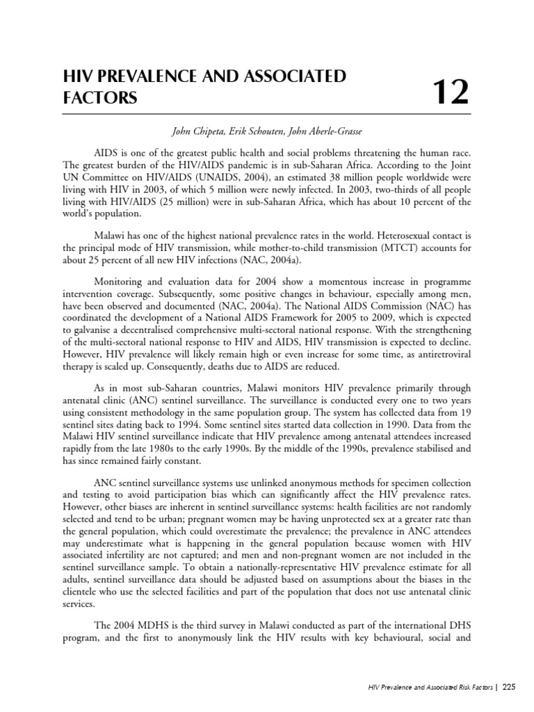 Hiv Prevalence and Associated Factors: John Chipeta, Erik Schouten ...