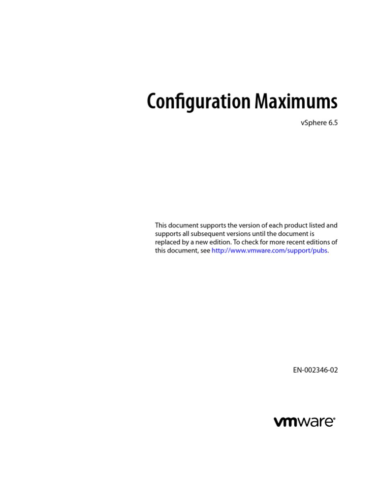 Vsphere 65 Configuration Maximums | PDF | V Mware | Computer Cluster