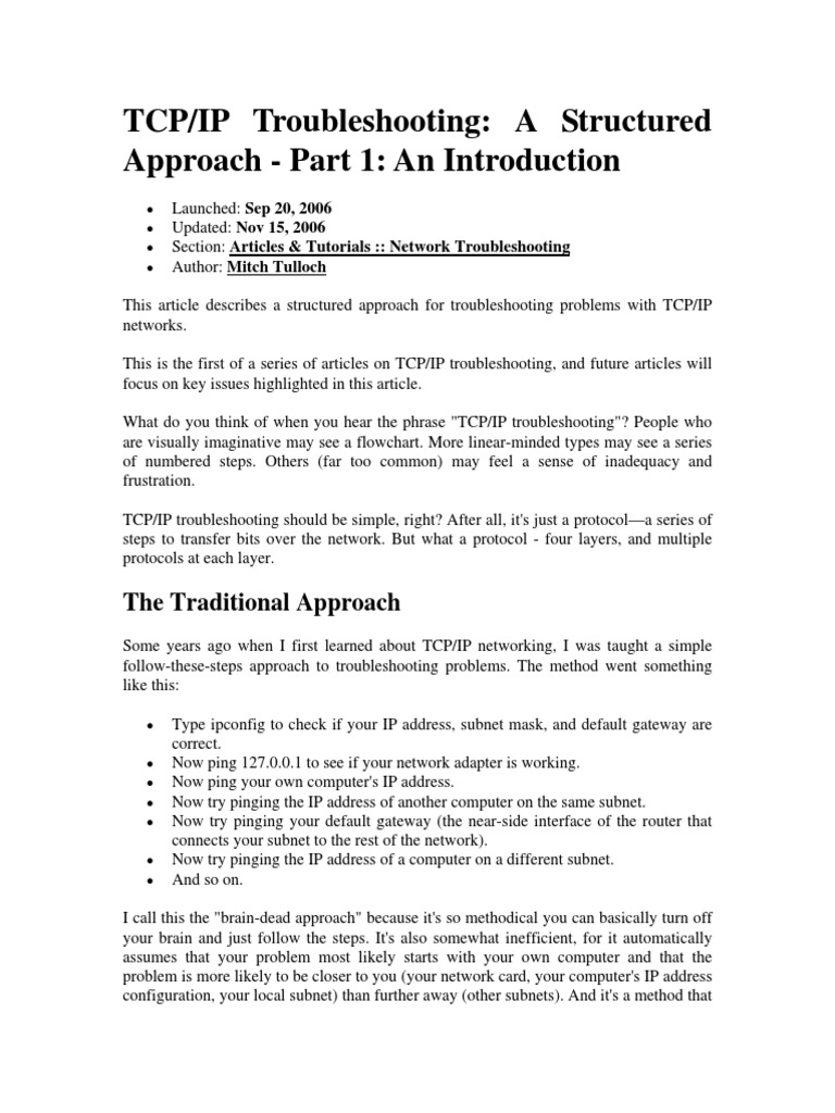TCP IP Troubleshooting Part 1 | PDF | Internet Protocol Suite | Computer Network