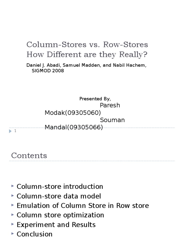 Column Vs Row | PDF | Database Index | Information Technology