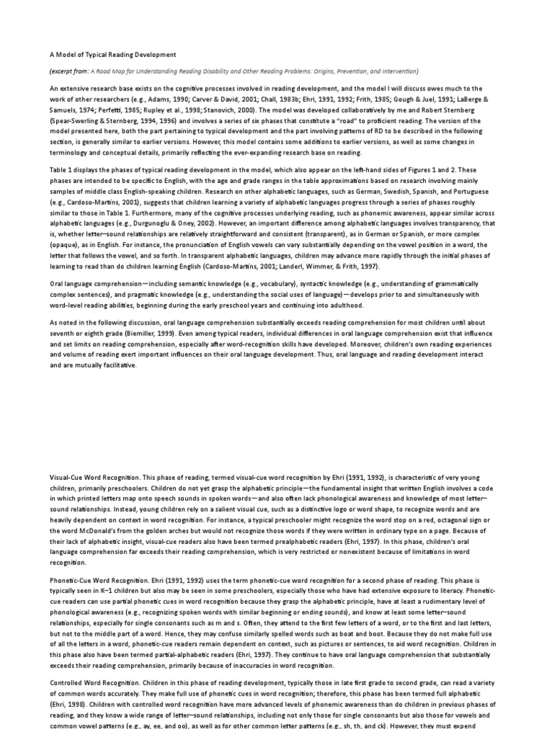Phases of Typical Reading Development | PDF | Reading Comprehension ...