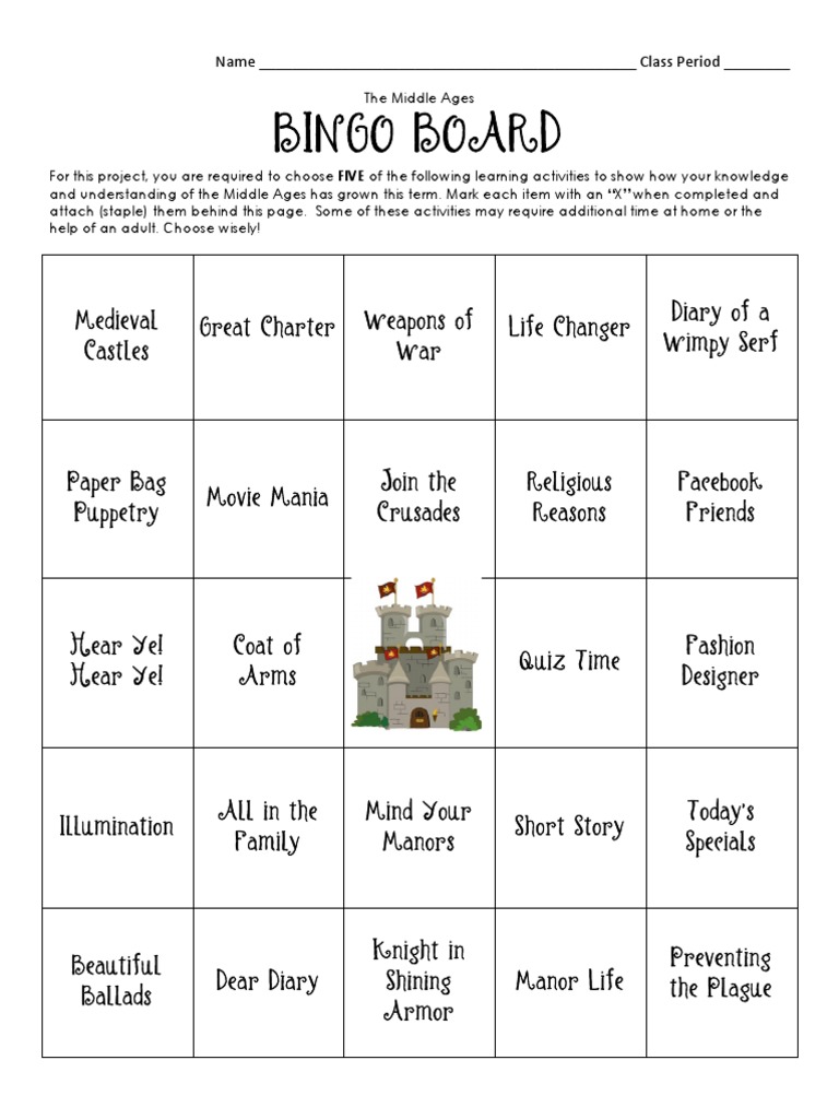 Middle Ages Bingo Board | Download Free PDF | Magna Carta | Middle Ages