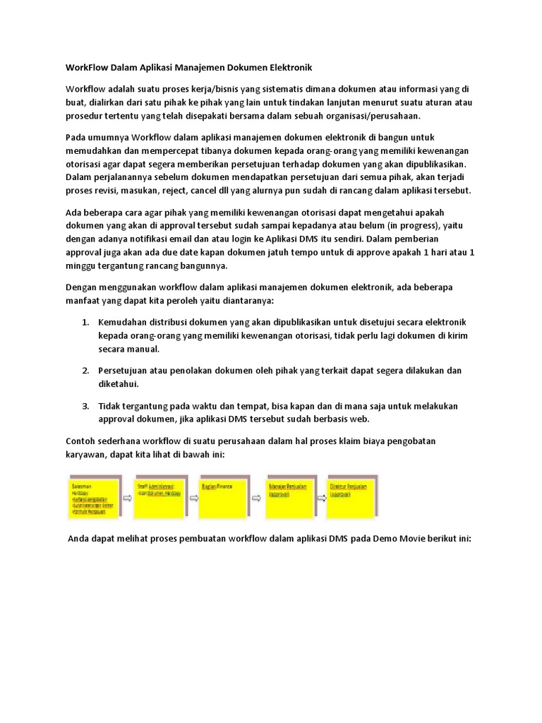 WorkFlow Dalam Aplikasi Manajemen Dokumen Elektronik | PDF