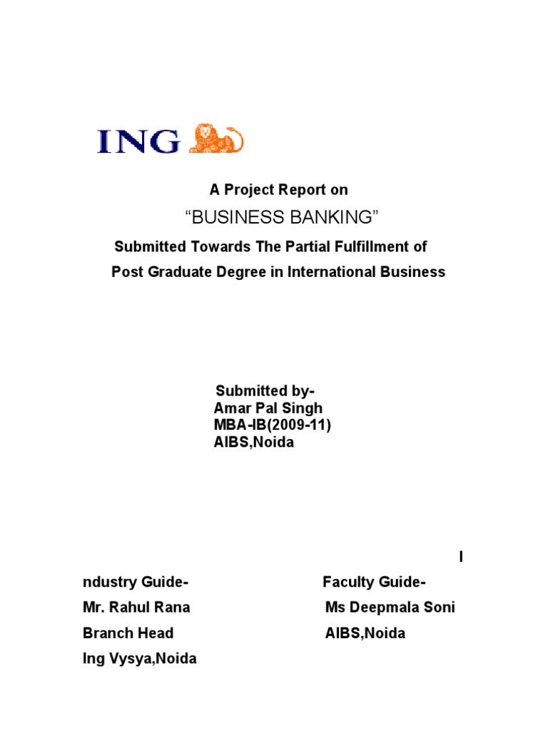 Business Banking Project Report | PDF | Ing Group | Reserve Bank Of India